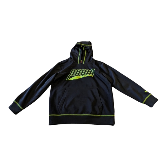 Puma | Shirts & Tops | Puma Black And Neon Yellow Hoodie | Poshmark